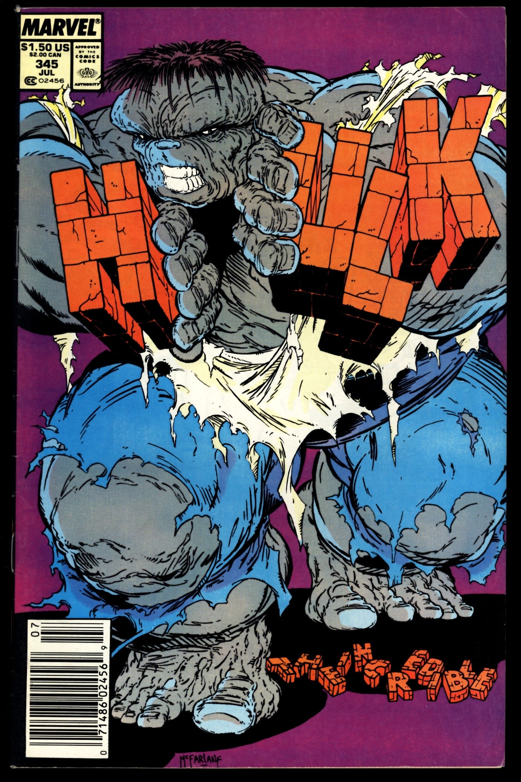 Incredible Hulk #345 Marvel 1988 (VF-) Todd McFarlane Art! NEWSSTAND! L ...