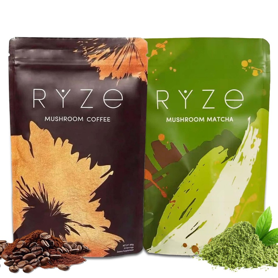 2 Pack Combo New RYZE Mushroom Coffee & RYZE Matcha 100% Authentic ...