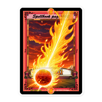 CCG Fireball Spell Book Page Bubble-free stickers frame breaker | eBay