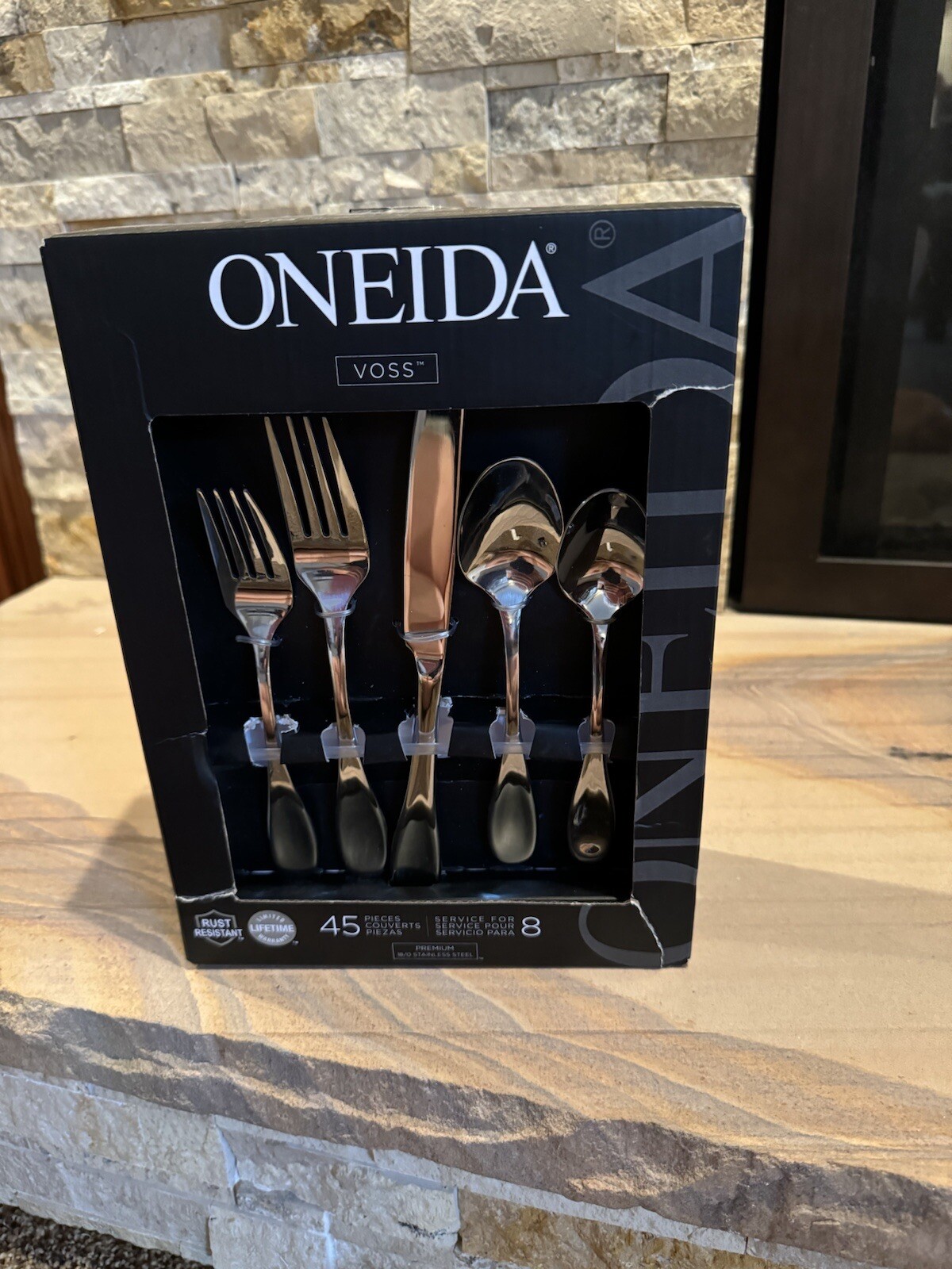 ONEIDA Voss Everyday Flatware Set - Silver, Set of 45 Pieces, Service for 8 (H003045AL20) for ...