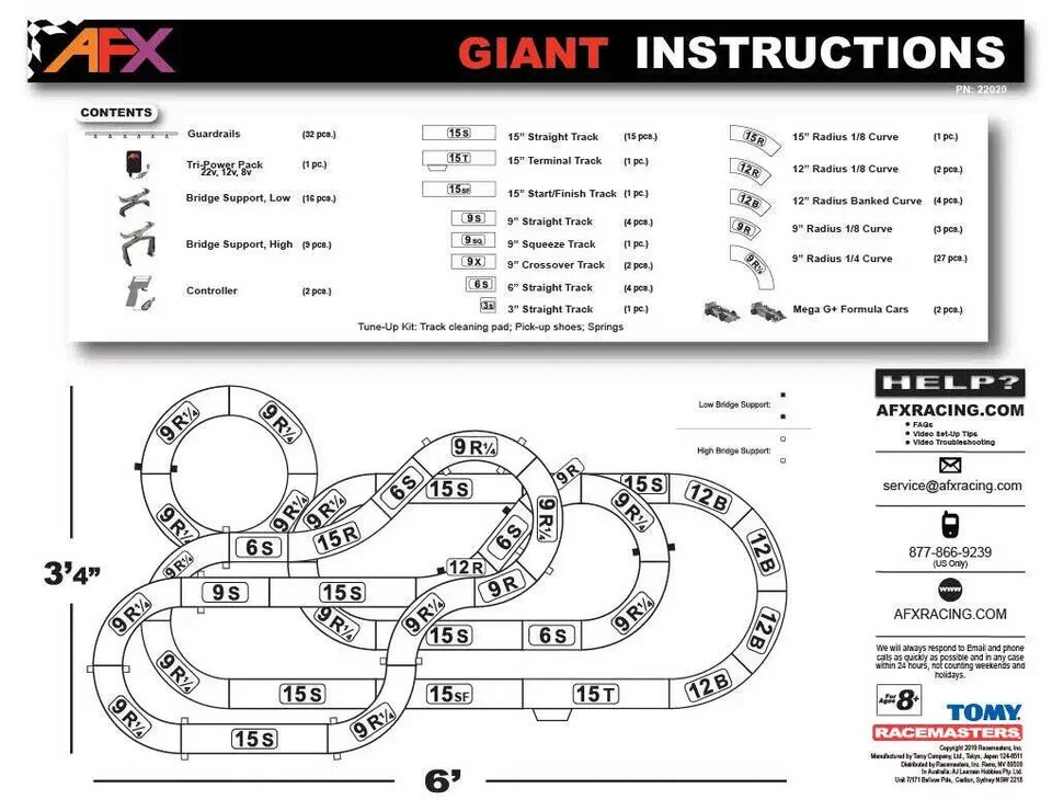 AFX Mega G+ Giant Raceway HO Slot Car Set w/Two Formula Cars (Mega G+ ...