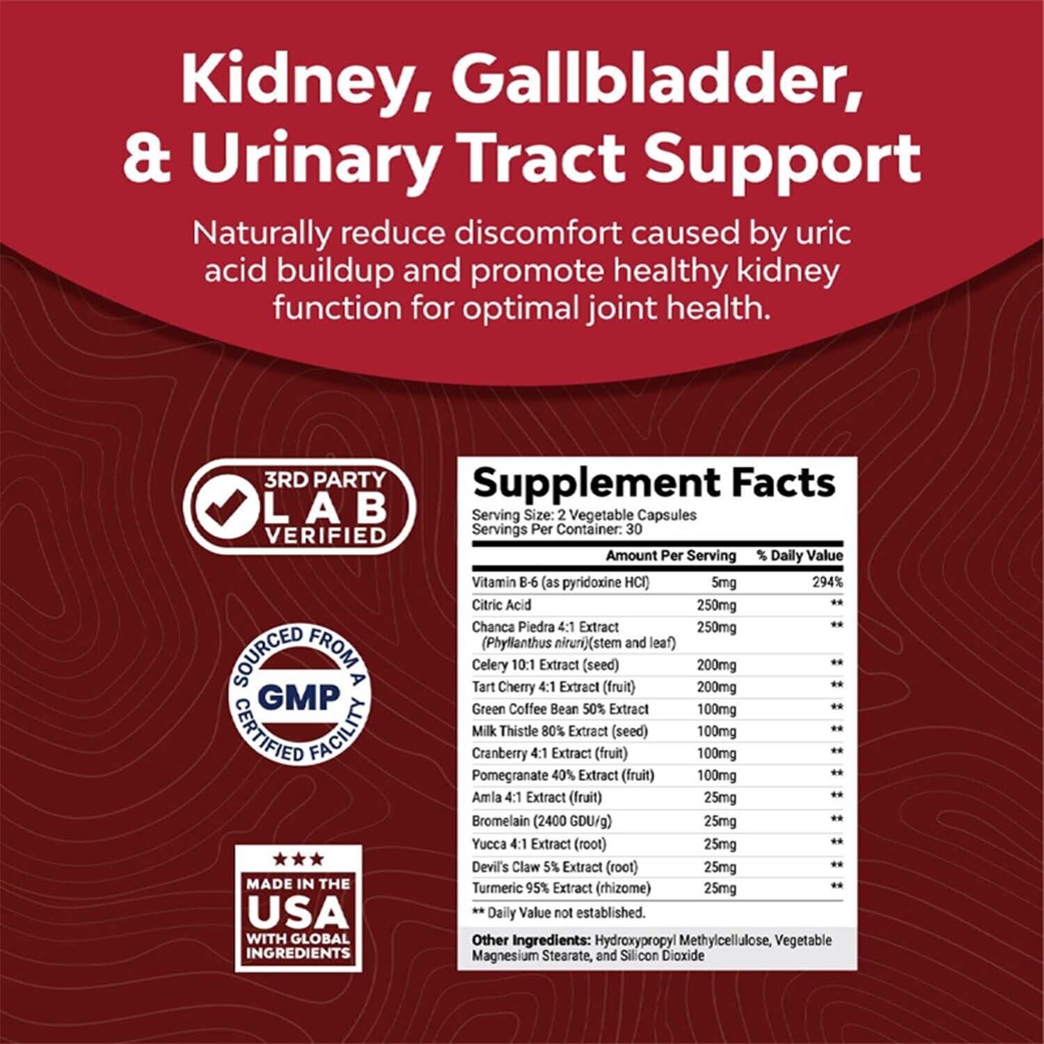 Uric Acid Formula - Gout Relief Supplement,Kidney,Urinary Tract and ...