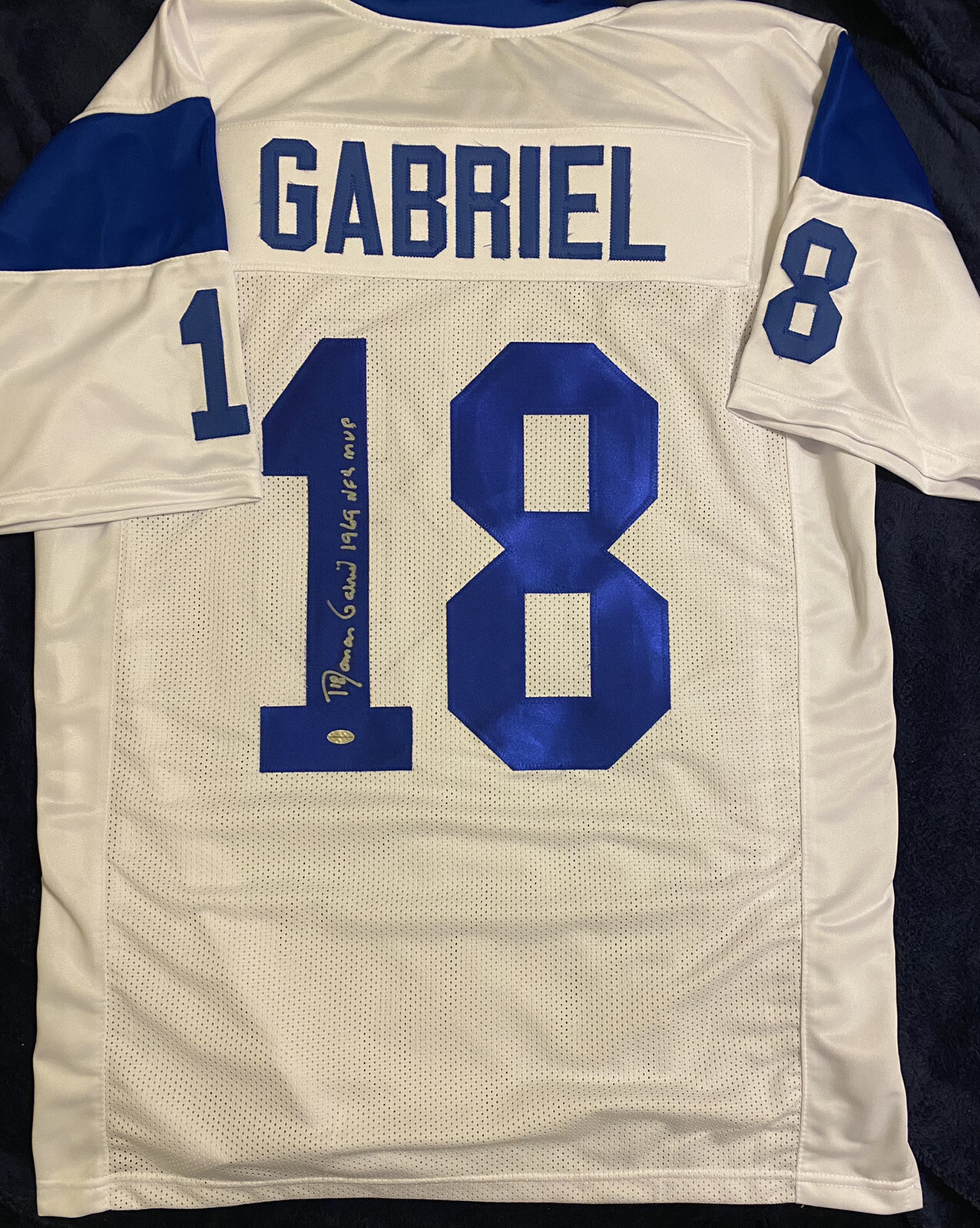 ROMAN GABRIEL Signed White Jersey Los Angeles LA Rams NFL MVP 69 ...