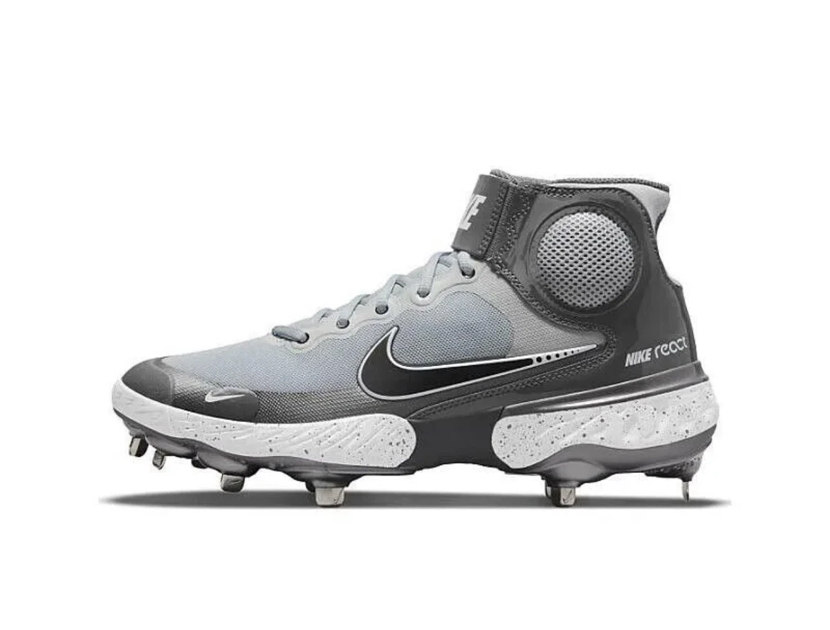 Nike Alpha Huarache Elite Mid Baseball Metal Cleats 14 Grey