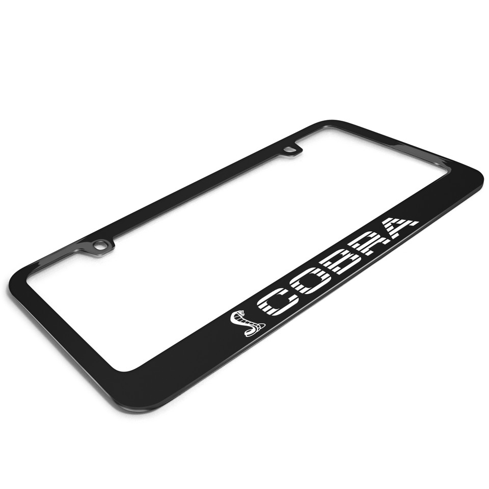 Ford Mustang Cobra Speed-Line Dual Logo Black Metal License Plate Frame ...