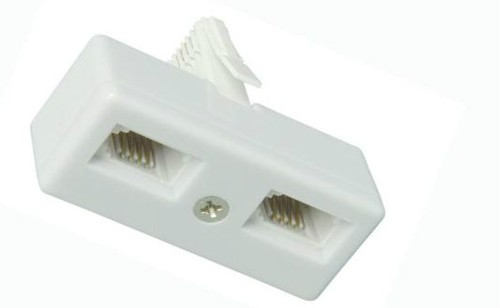 UK BT NTL VIRGIN,TWO WAY/ DOUBLE TELEPHONE PLUG TO 2 X SOCKETS ADAPTER ...