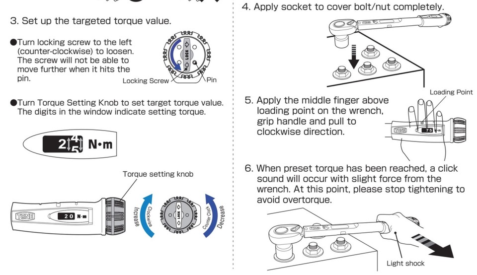 TONE 1/2" sq.dr Preset Torque Wrench Socket Hold Type 10-50N.m T4MN50H ...