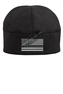 Thin SILVER Line American Flag Corrections Officer Winter Hat Cap ...