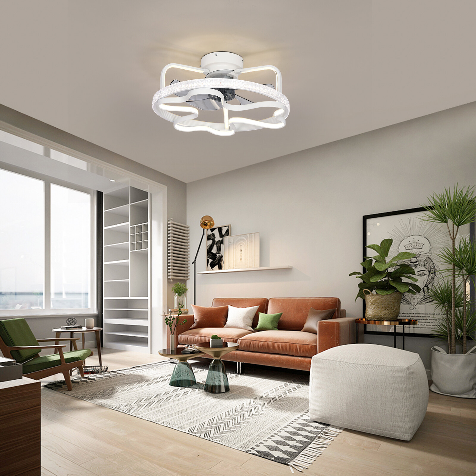 Flush Mount Ceiling Fan Light Kit | Shelly Lighting