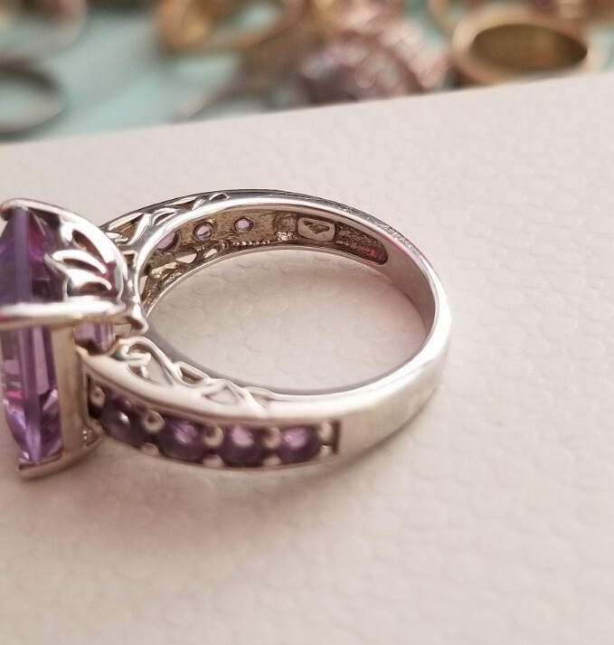 QVC Sterling silver Amethyst emerald cut ring | eBay