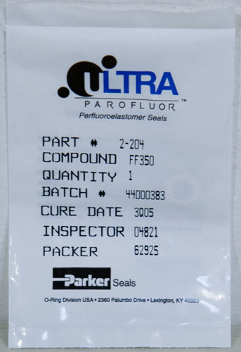 NEW Parker 2-204 FF350 Parofluor Ultra 2-204/75 White O-Ring ASM PN:60 ...