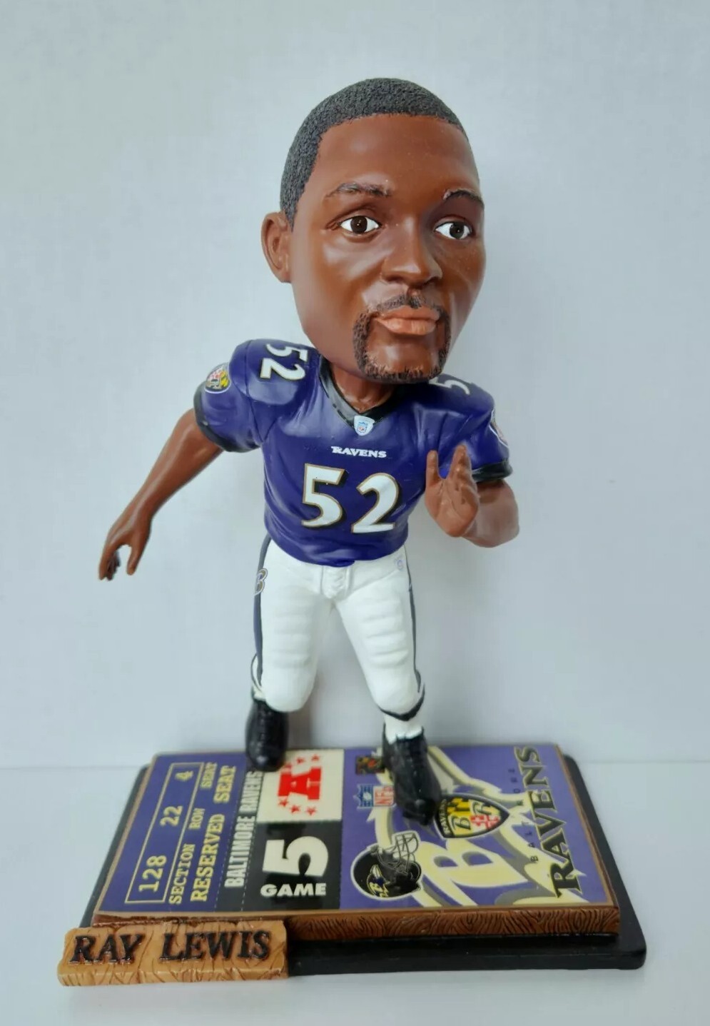 RARE Ray Lewis Bobblehead Ticket Base NFL Baltimore Ravens Hall Fame ...