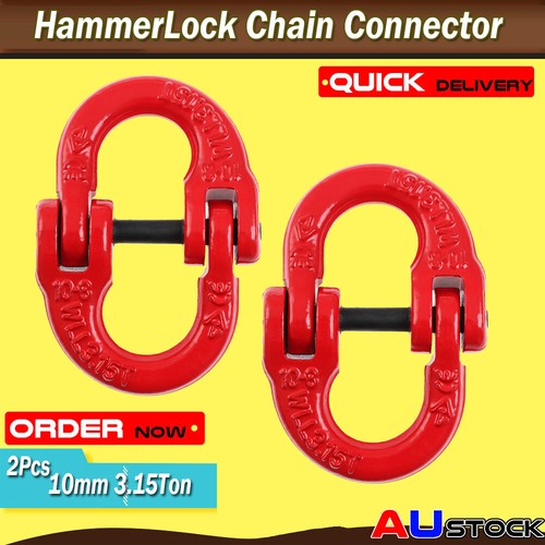 2Pcs 10mm Hammer Lock Chain Connector Connecting Link 4X4 WLL 3.15TON ...