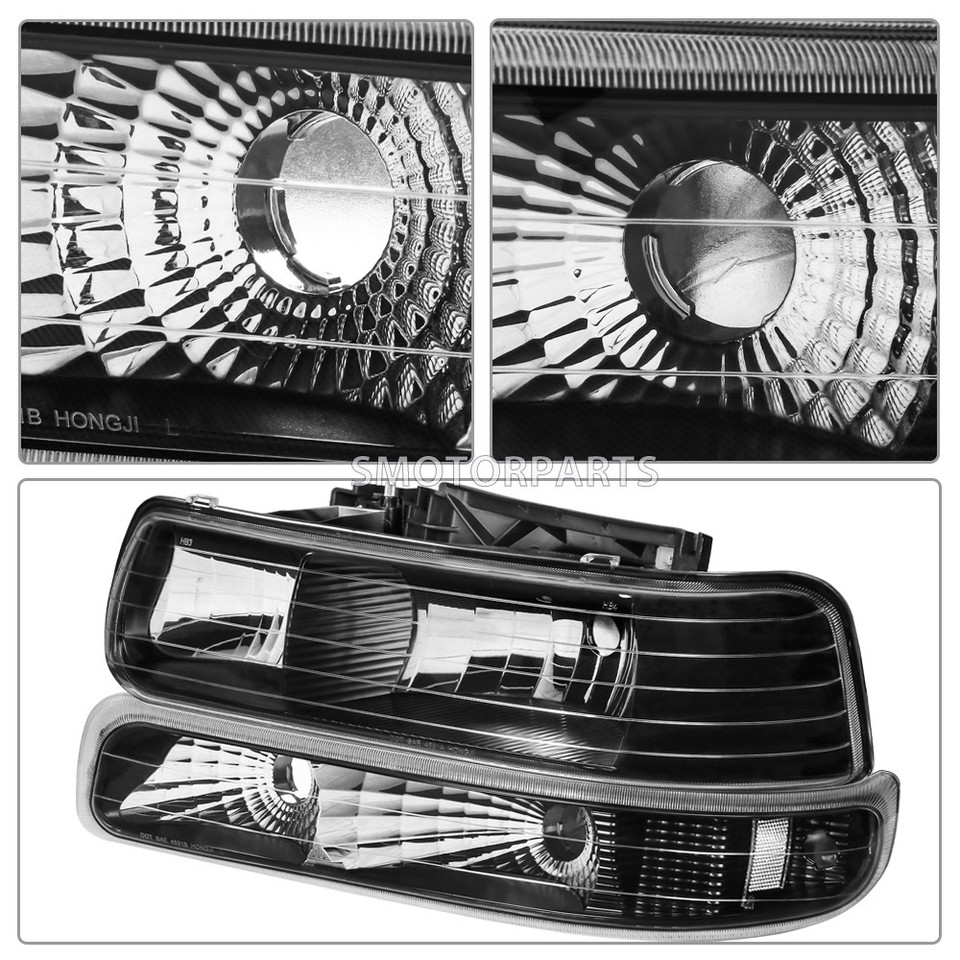Black Headlights Fit For 1999-2002 Chevy Silverado 2000-2006 Tahoe ...