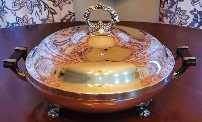 Vintage Silverplate Footed Covered Serving Dish Handles Standard Silver ...