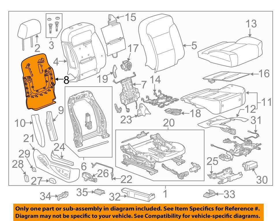 2014-2016 Chevrolet Silverado Sierra Black Front Seat Back Panel GM ...