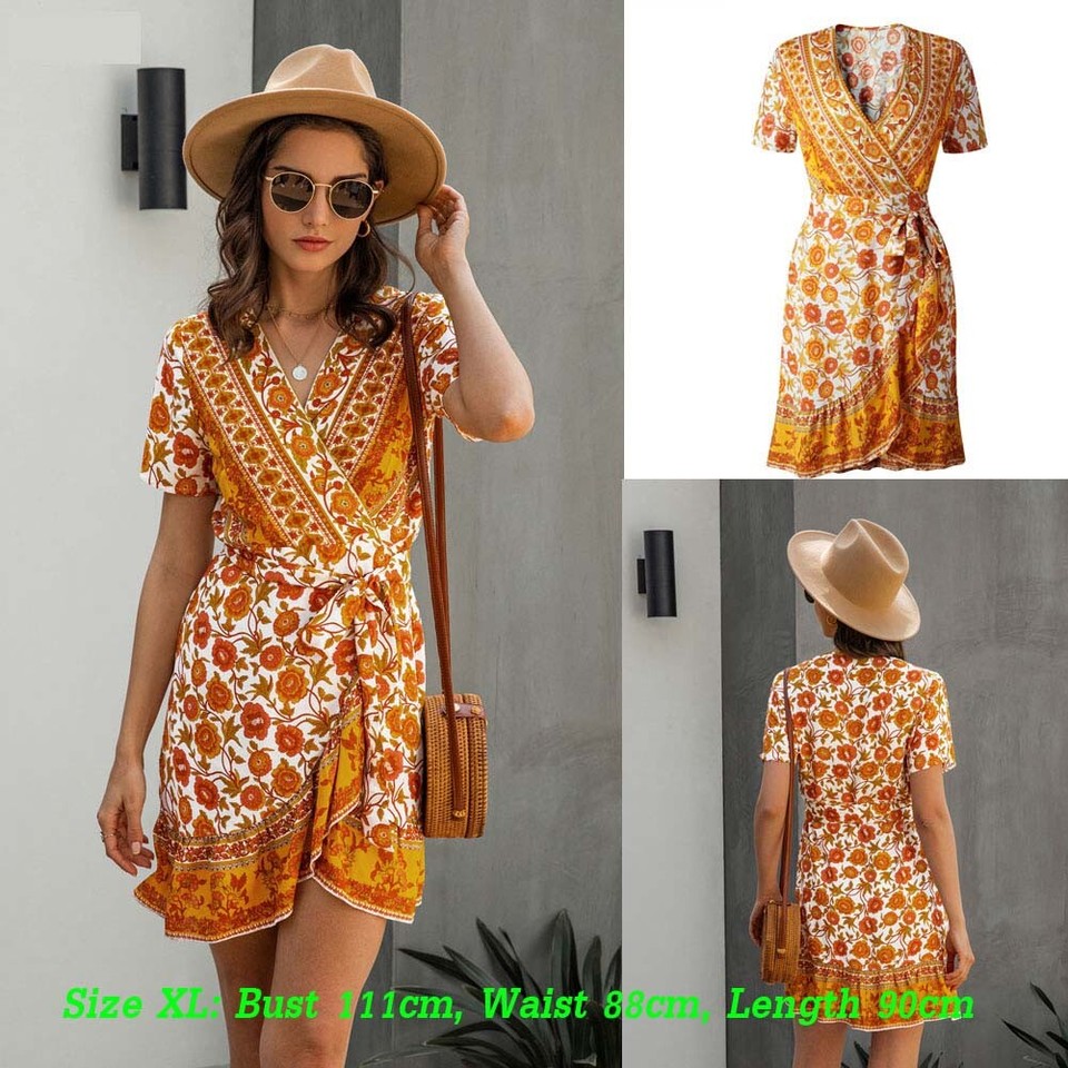 Women Summer Boho Short Maxi Dress Evening Cocktail Party Beach Dresses ...