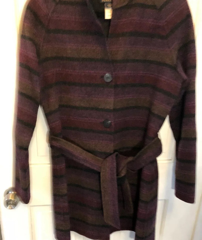 125. Euc Pendleton Wool Serape Striped Felted Belted Coat Jacket M$289 ...