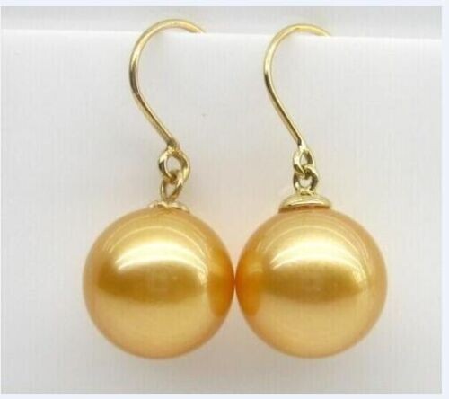 HUGE AAAA 16mm Natural Australian South Sea Golden Shell Pearl Earring ...