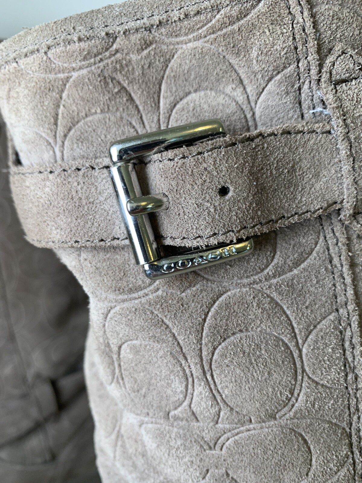 Coach Suede Classic Beige Monogram Boots Size 9.5 B E… - Gem