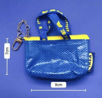 IKea KNOLIG Bag Small Blue Frakta Keychain Zipper Coin Bag Key Ring New ...