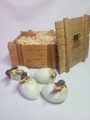Ducklings Hatching from Eggs Figurines in Crate: Set of 4 - Etched HFM ...