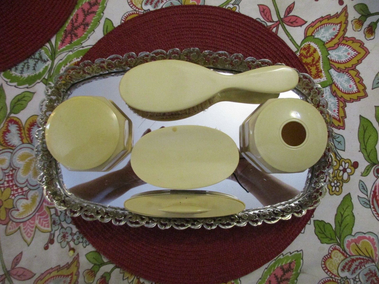 5-Piece Art Deco French IVORY PYRALIN Celluloid Vanity/Dresser Set | eBay