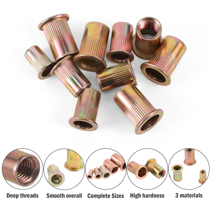 600PCS Rivet Nut Kit Mixed Zinc Steel Rivnut Insert Nutsert Threaded ...
