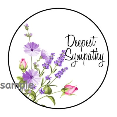 30 DEEPEST SYMPATHY ENVELOPE SEALS LABELS STICKERS 1.5" ROUND FLORAL ...