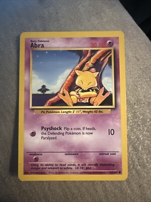 Pokemon Card - Abra 1st Edition Base Set (Shadowless) 43/102 Common | eBay
