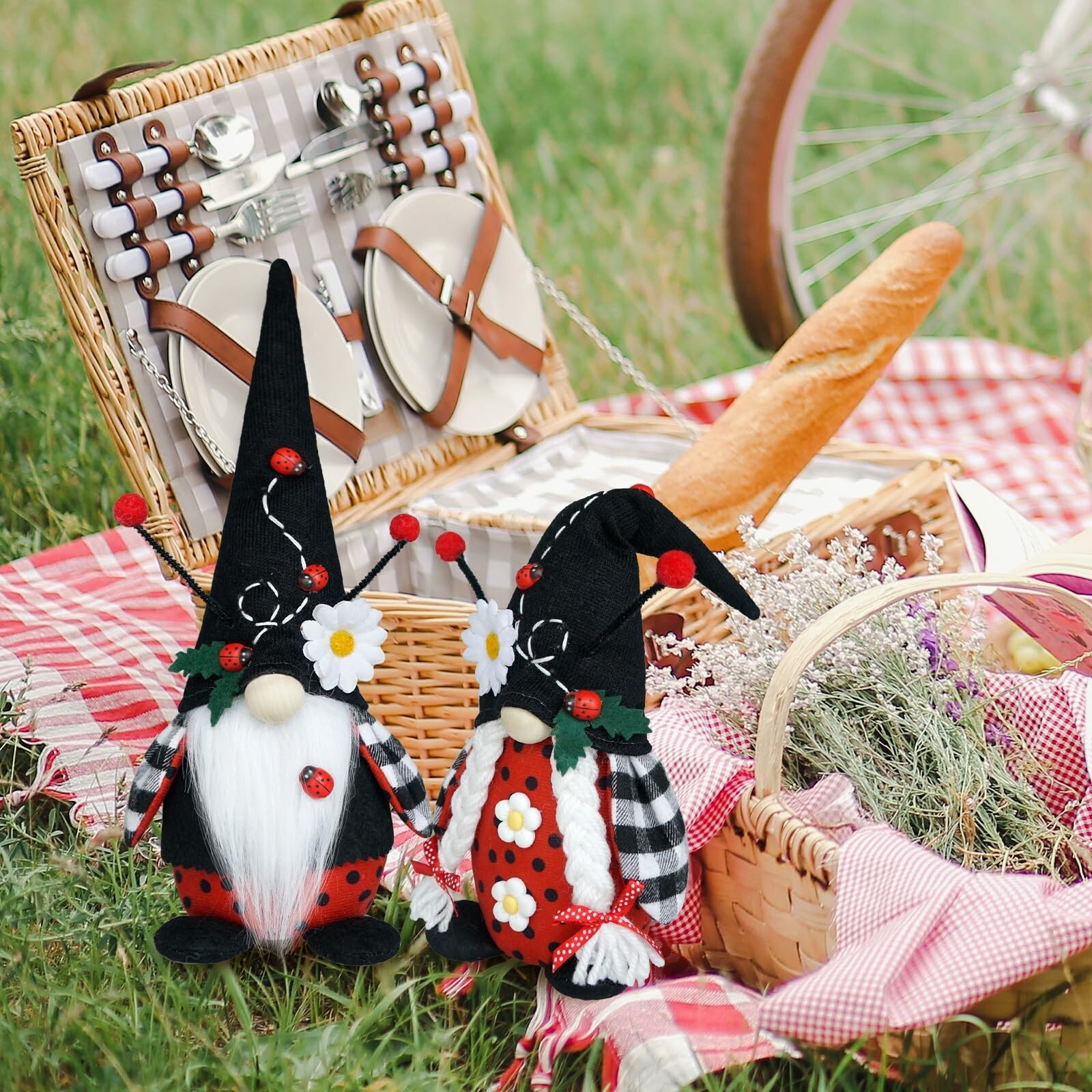 Ladybug Gnomes Decor Spring Gnomes Decorations for Home Birthday Gnome ...