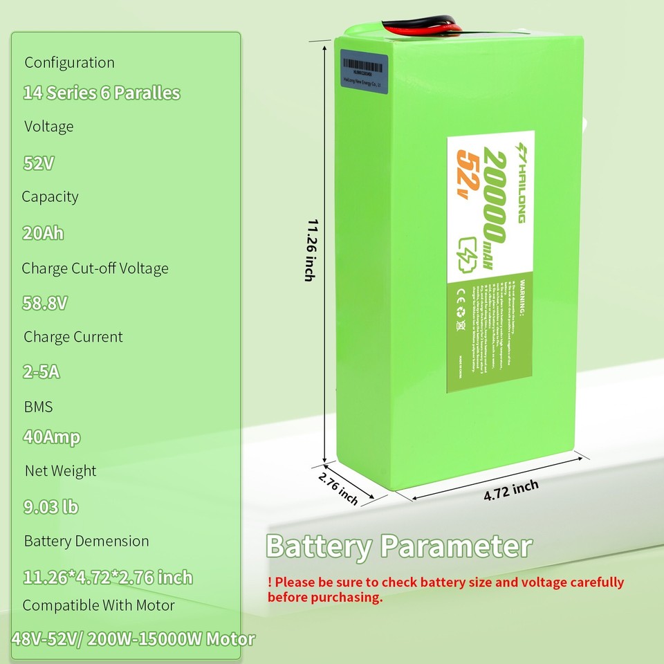 New 52V 20Ah Battery Ebike Battery Pack for Electric Bike Battery | eBay
