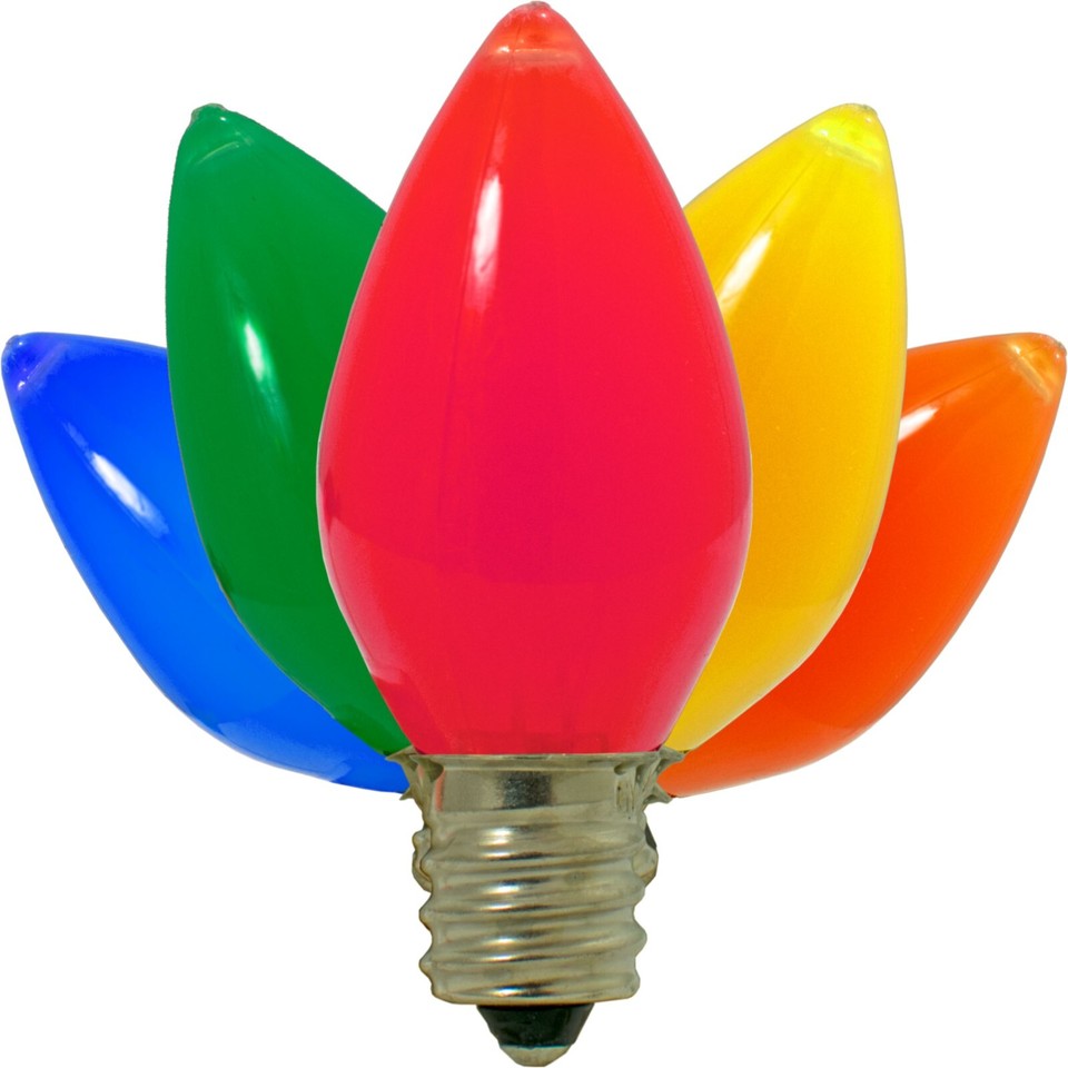 LED Multi-Color Solid Ceramic Light Bulbs, C9 Steady Xmas Lights, 1 Box ...