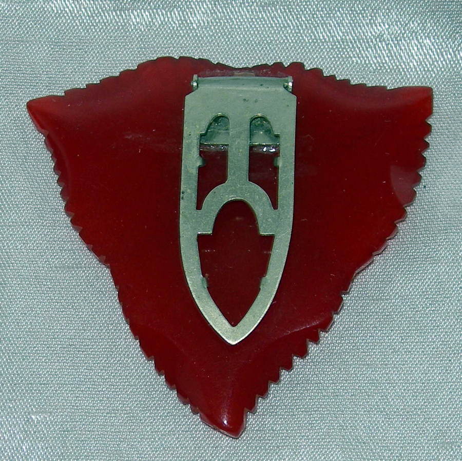 Vintage Red Bakelite Dress Fur Clip - Hat Clip -CARVE… - Gem