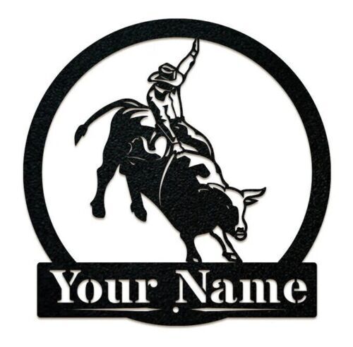 Customized Metal Bull Rider Farmhouse Ranch Name Address Sign ...