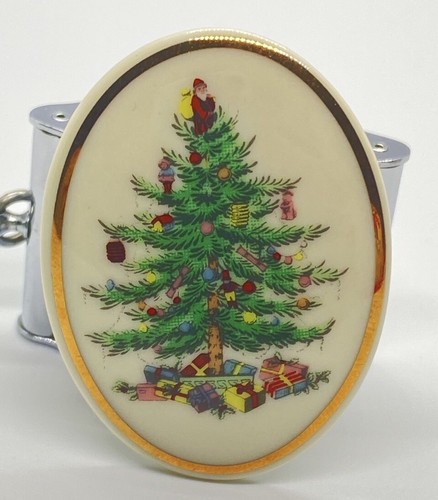 Spode Porcelain Christmas Tree Gold Gilded Edging Oval Fashion Brooch ...
