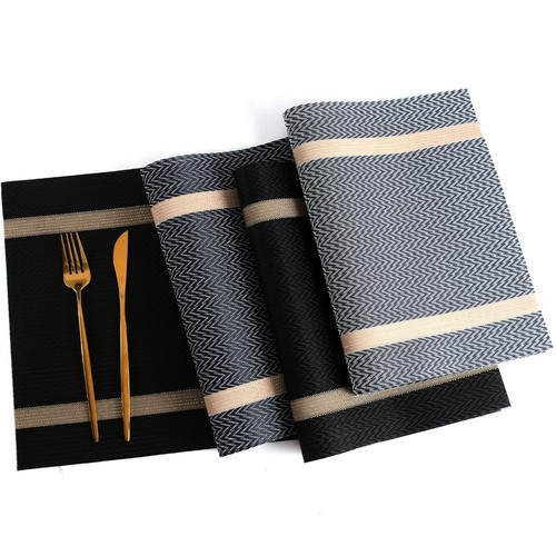 6 Pcs Placemats PVC TableWashable Mats Woven Kitchen pad for Home ...