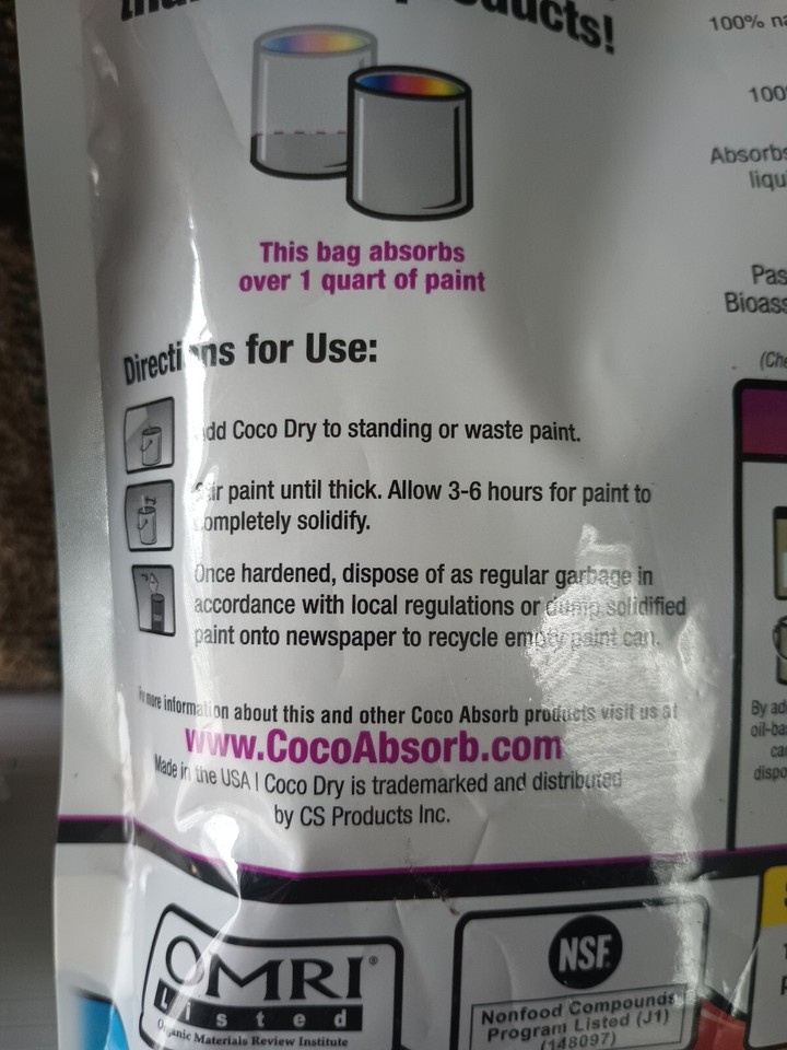 CS PRODUCTS COCO DRY 2 QUART PAINT HARDENER/ABSORBANT-2 Pack | eBay