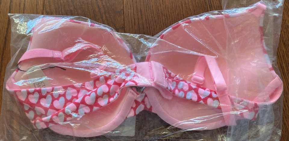 NEW VICTORIA'S SECRET PINK Heart Push-Up Bra VS Pink Hearts 36C ...
