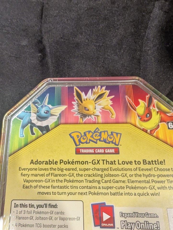 Pokemon TCG: Elemental Power Tin Jolteon GX + 4 Packs (Sun & Moon ...