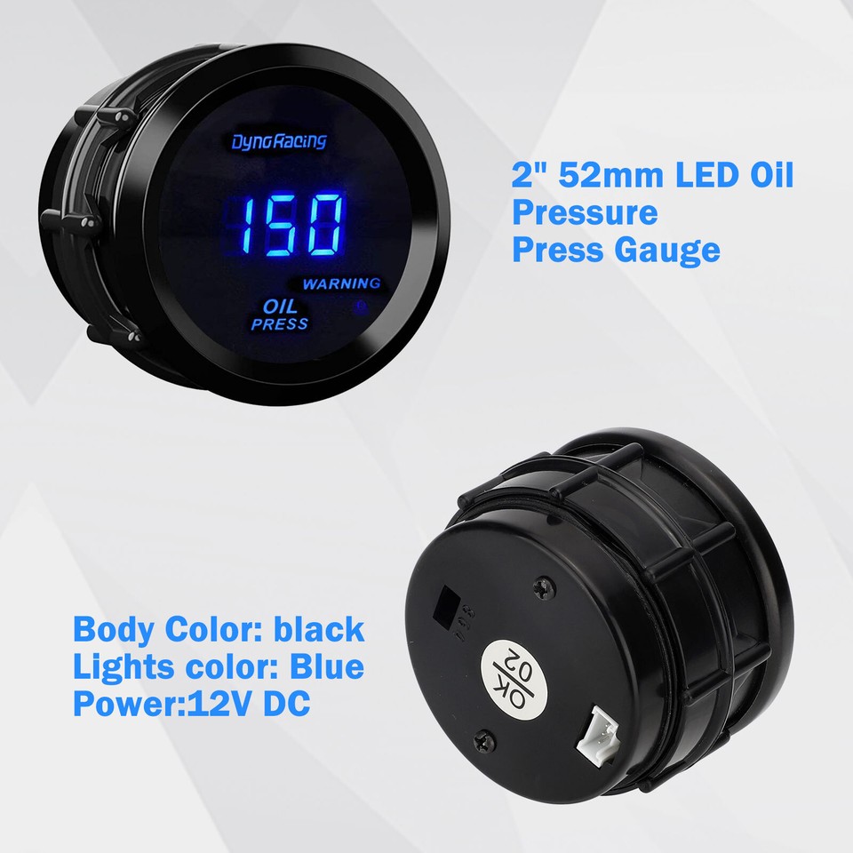 Universal 2" 52mm Digital LED Electronic Oil Pressure Gauge + Sensor ...