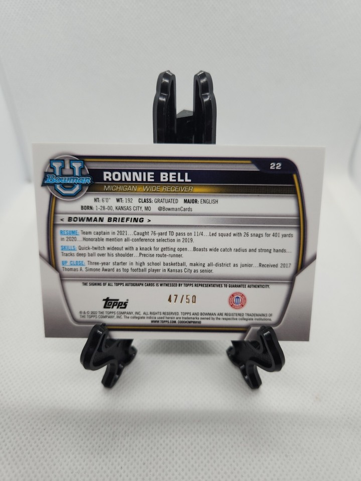 2022 Bowman University Ronnie Bell Gold #22 /50 Autograph SF 49ers | eBay