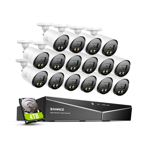 SANNCE 1080P HDMI Full Color Night Home Security Camera System 16CH ...