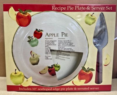 Apple Pie Recipe Pie Plate & Server Set Includes 10" Scalloped Edge ...