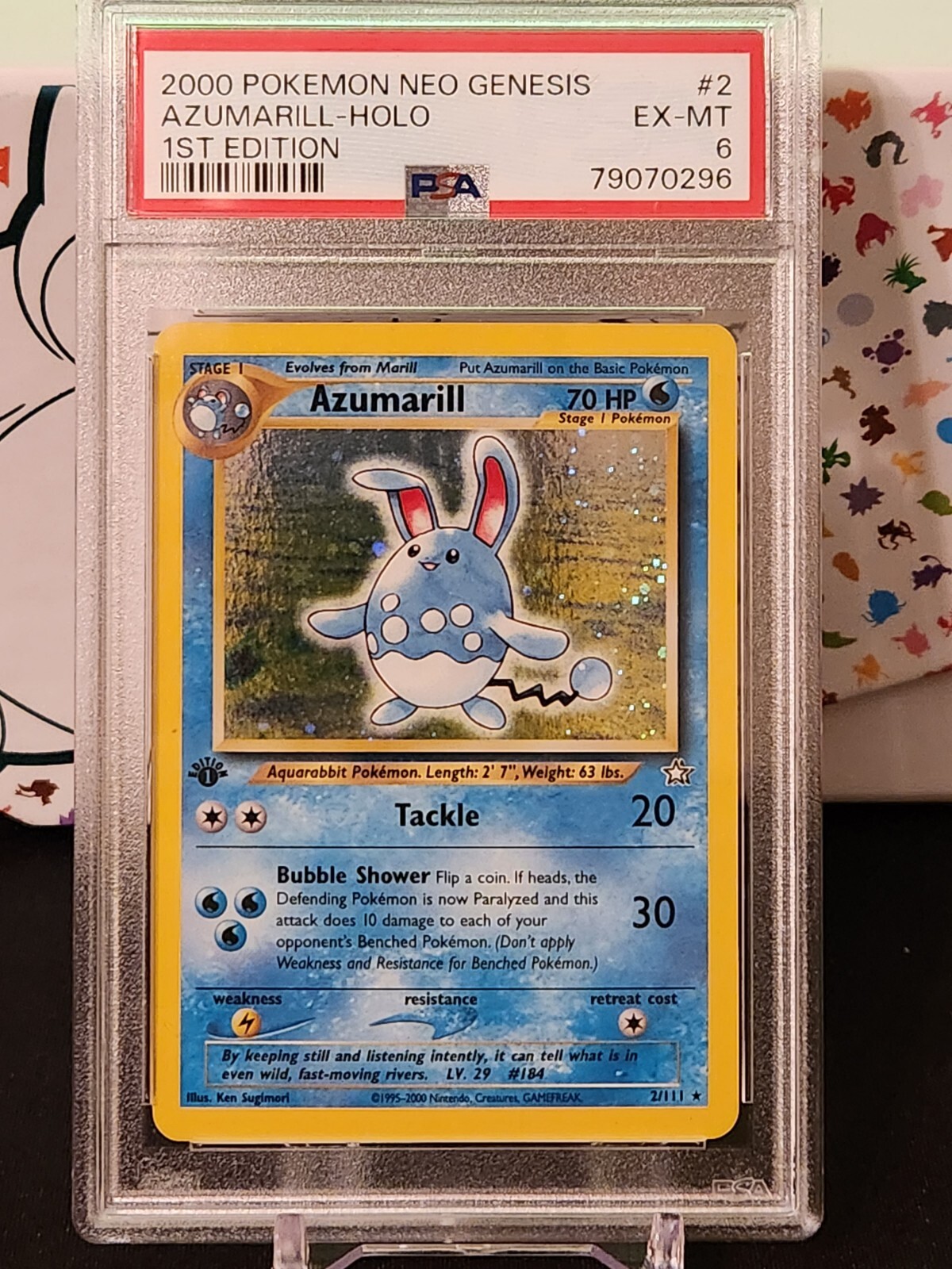 2000 Pokemon Neo Genesis #2 - Azumarill - Holo EX-MT 1st Edition PSA 6 ...