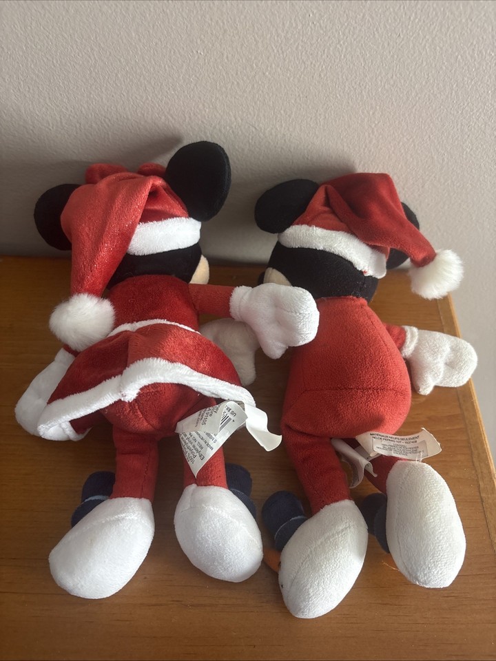 Disney Mickey & Minnie Mouse Set Holiday Christmas Plush Stuffy Snowman ...