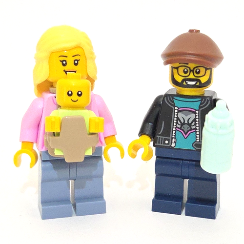 LEGO Mom Dad Baby Minifigure Set - Parents Infant Carrier Bottle CITY ...