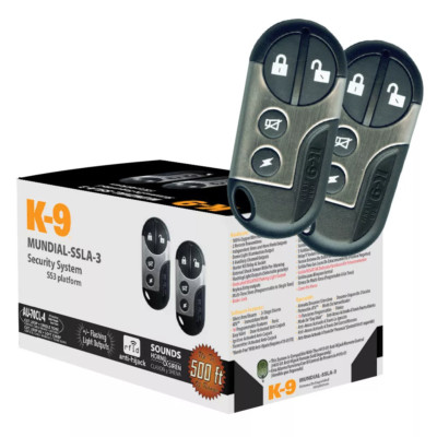 K9 Mundial-SSLA-3 Standard 1-Way Full-Featured Security & Keyless Entry ...