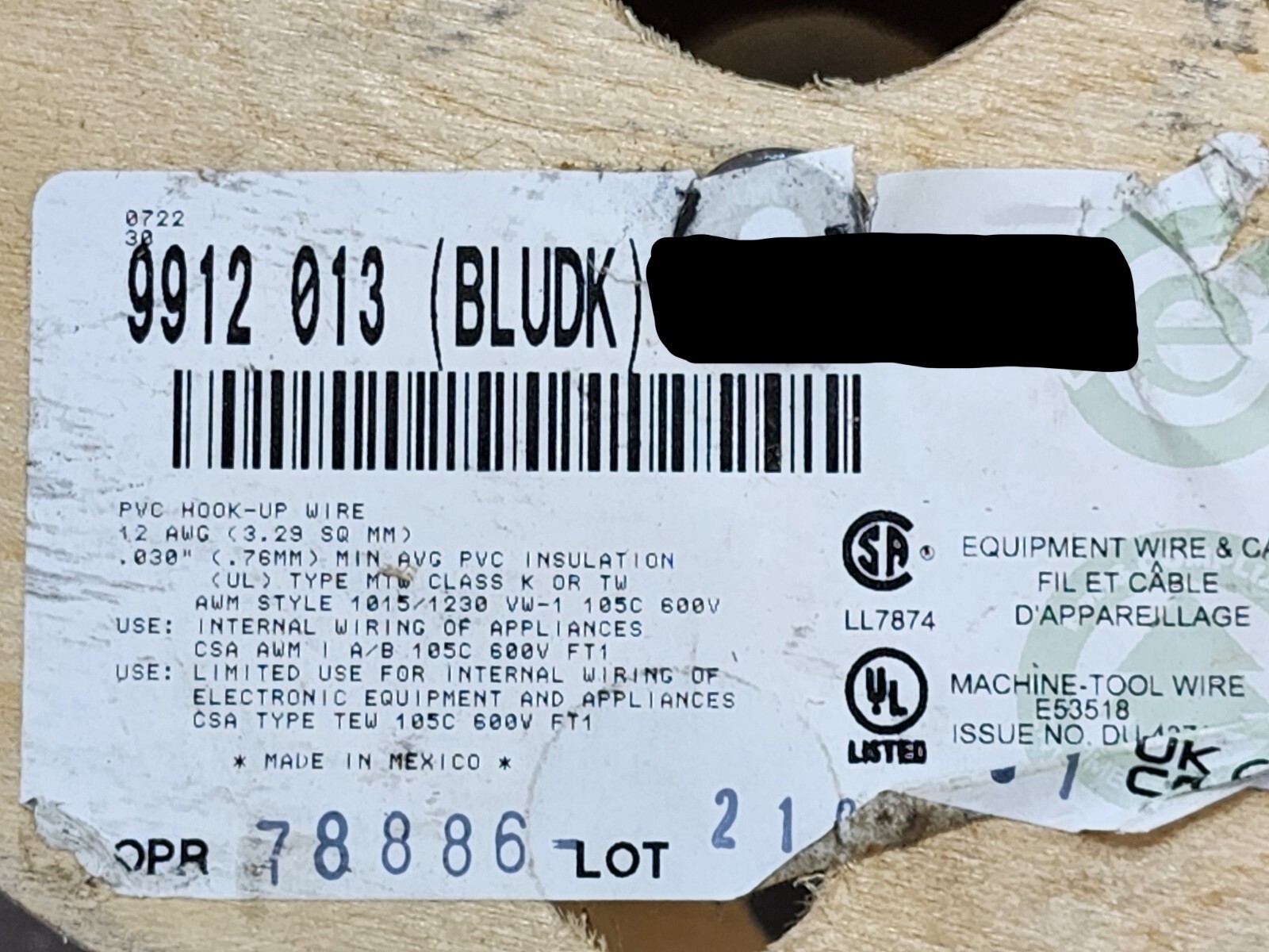 Belden 9912 #12awg 65x30T Tinned Copper PVC Hook-up Wire 105C 600V Dk ...