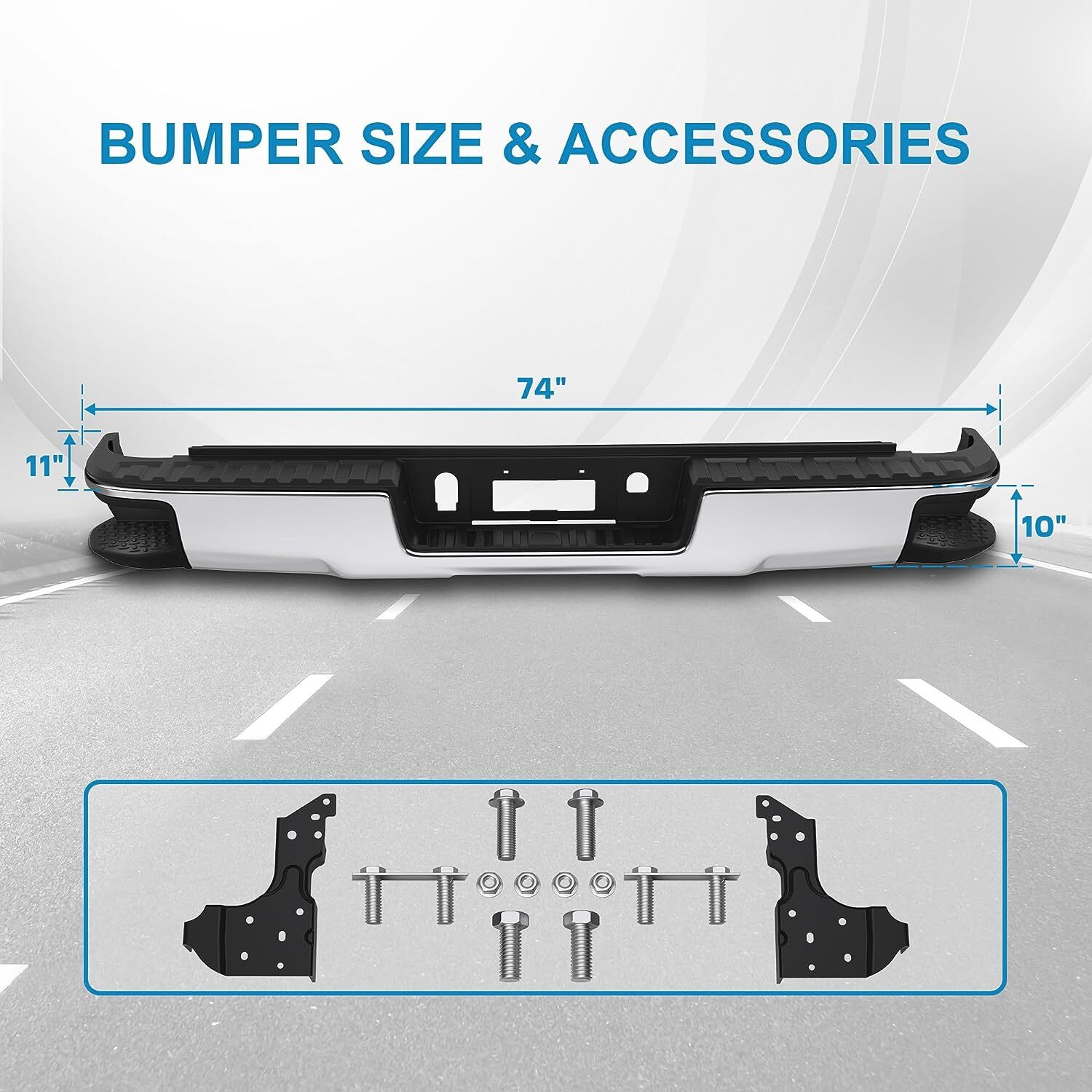Chrome Steel Rear Bumper Assembly For Chevy Silverado GMC Sierra 1500 ...